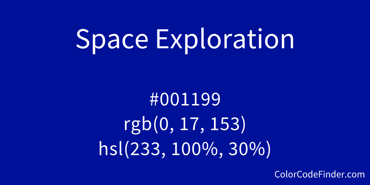 Space Exploration Color Code is #001199